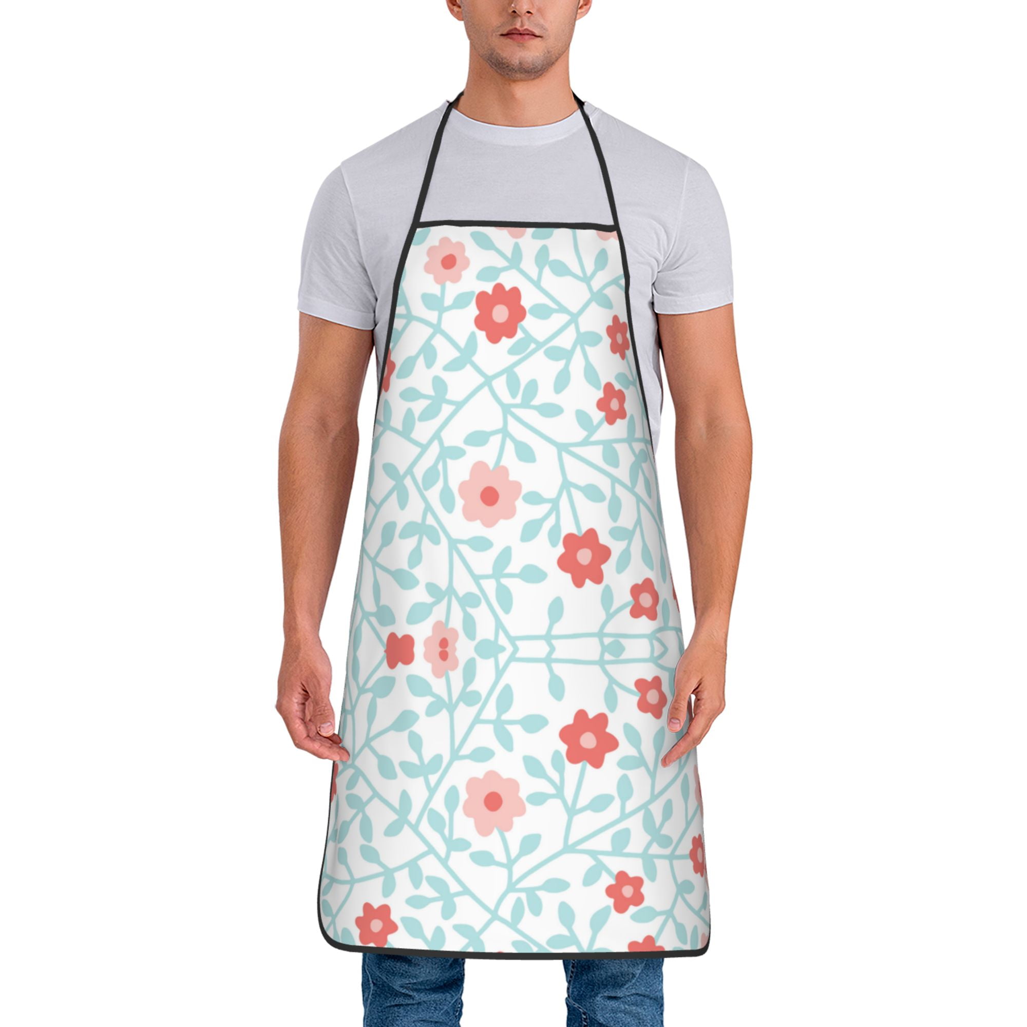 Kitchen Aprons Floral Pattern Apron For Cooking Painting Bbq Grilling ...