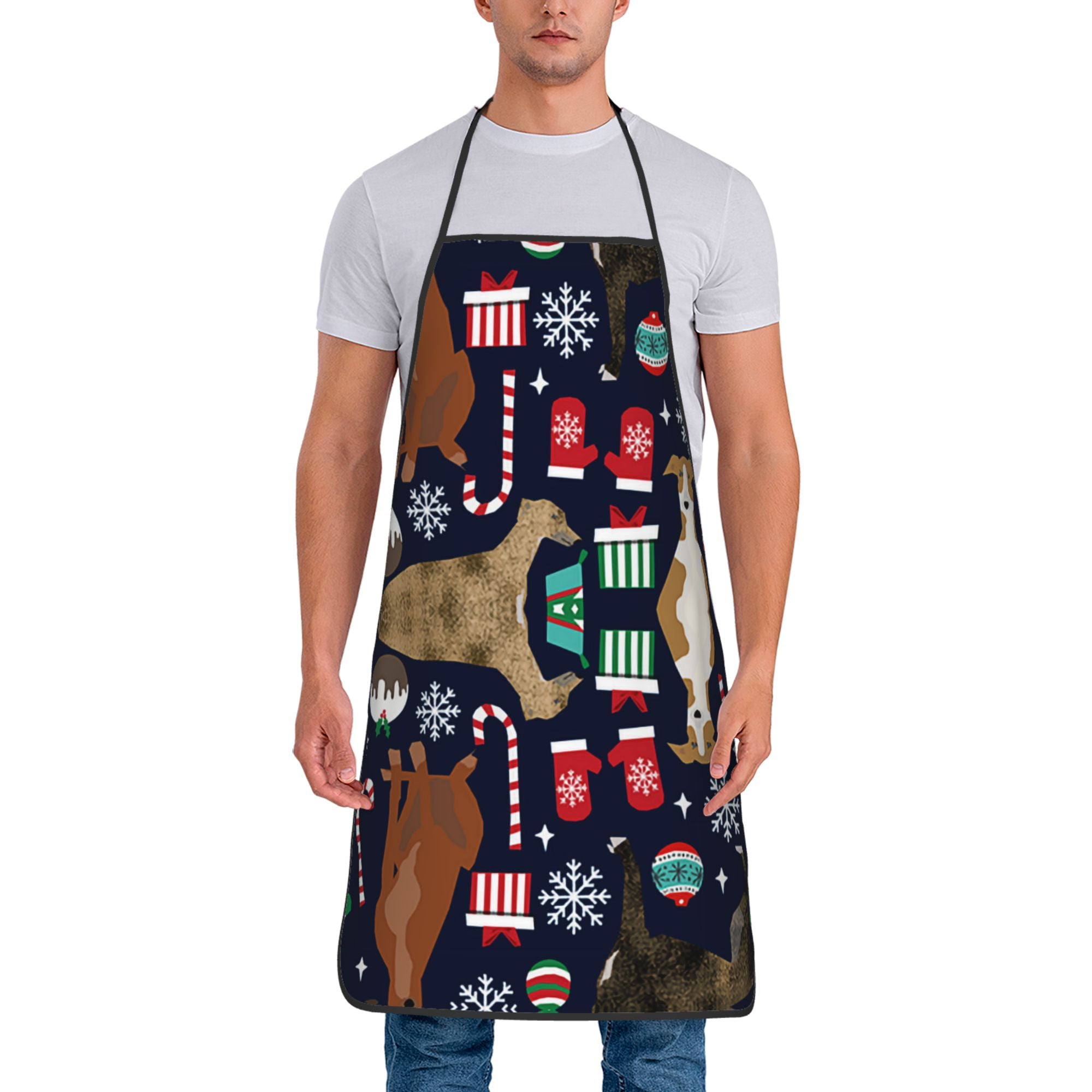 Kitchen Aprons Greyhound Christmas Dog Apron For Cooking Painting Bbq ...