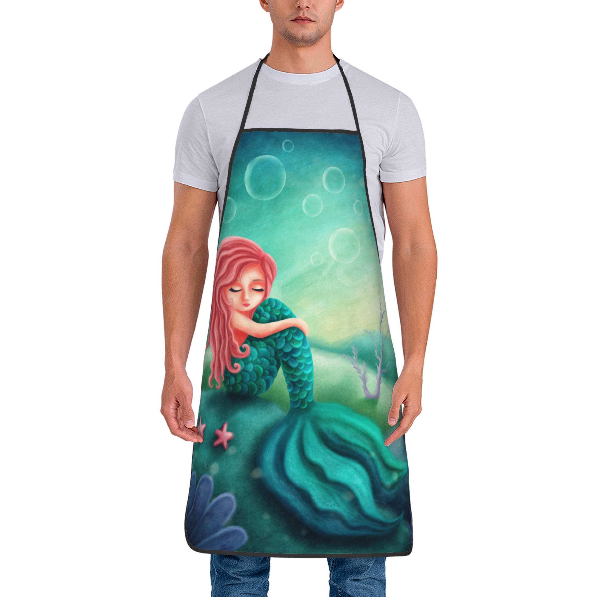 Kitchen Aprons Novelty Mermaid Apron For Cooking Painting Bbq Grilling ...