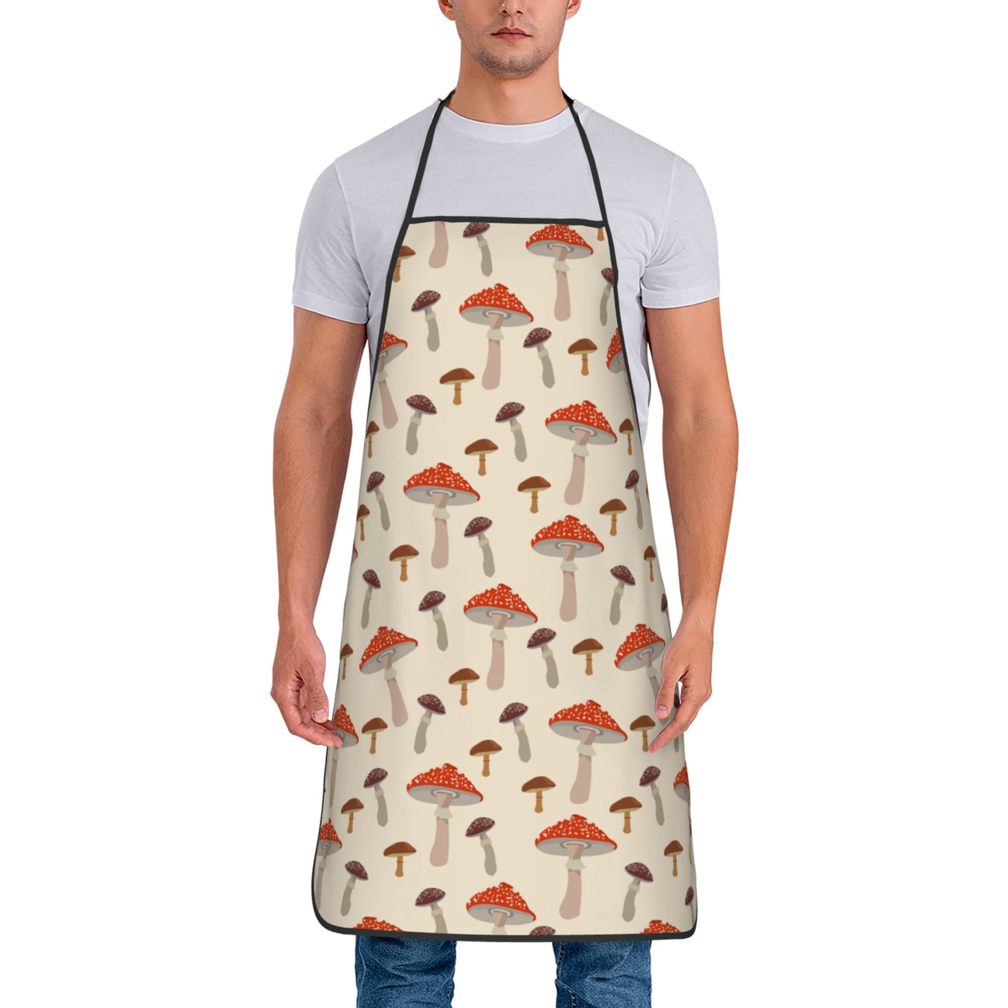 Kitchen Aprons Red Mushroom Apron For Cooking Painting Bbq Grilling ...