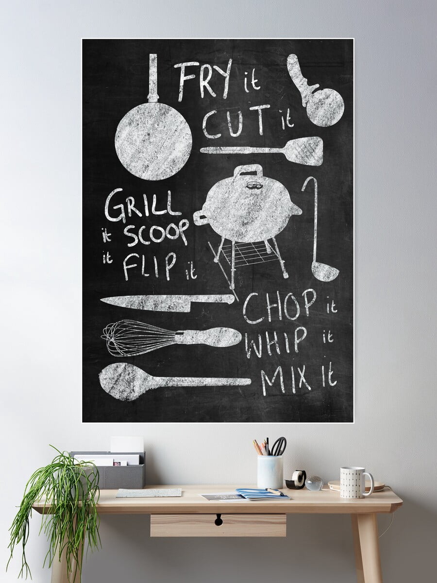 Kitchen Art - Chop It! Poster Wall Art, Modern Wall Decor For Living ...