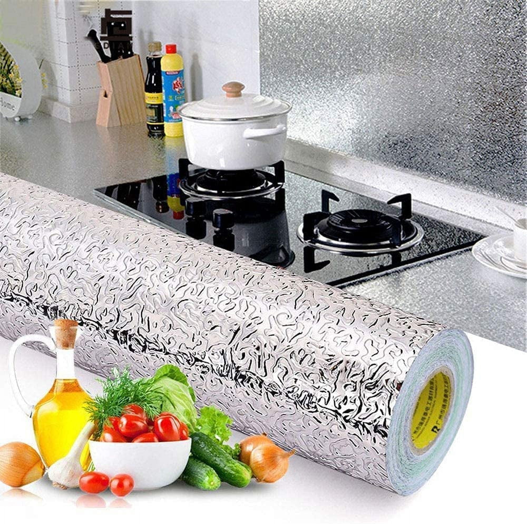 Kitchen Backsplash Wallpaper Peel and Stick Aluminum Foil Contact Paper ...