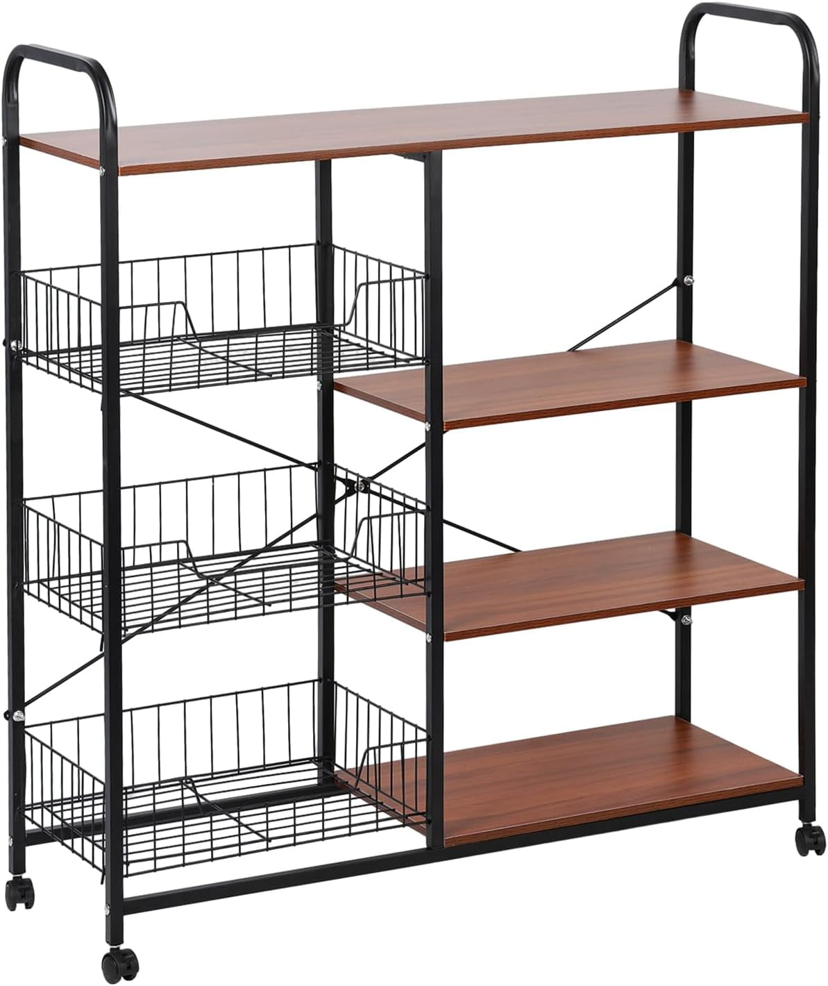 Kitchen Baker Rack,Vegetable Basket Storage Shelf, 4 Tier Stackable ...