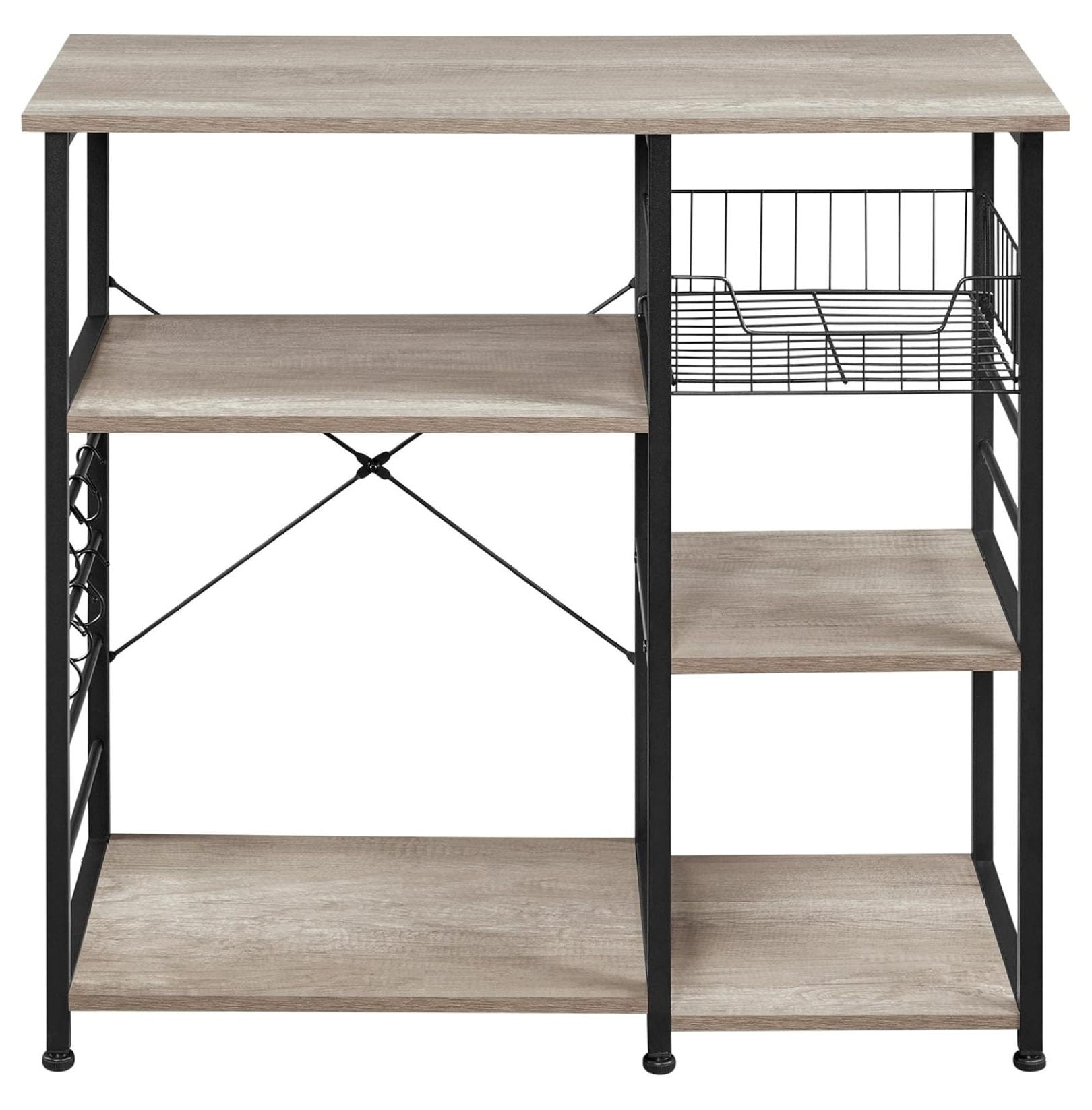 Kitchen Baker Rack with Baskets, 4-Tier Standing Utility Shelf, Kitchen ...