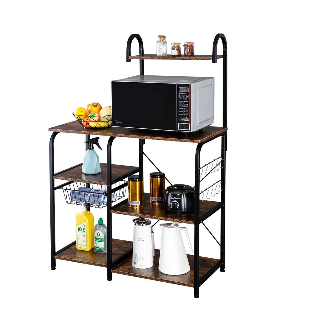 Kitchen Baker's Rack 35.5" Microwave Stand 4-Tier Spice Rack Organizer ...