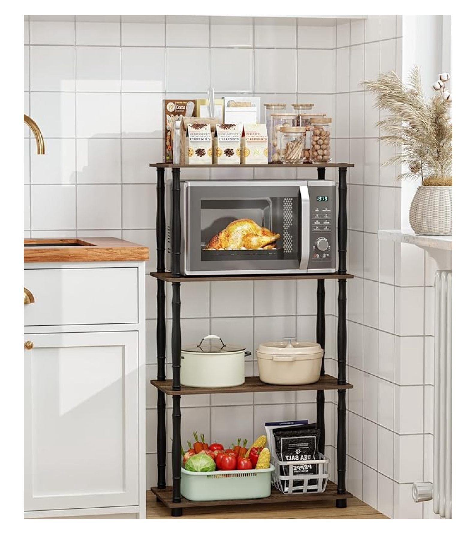 Kitchen Baker's Racks with Storage, 4-Tier Storage Shelves, Microwave ...