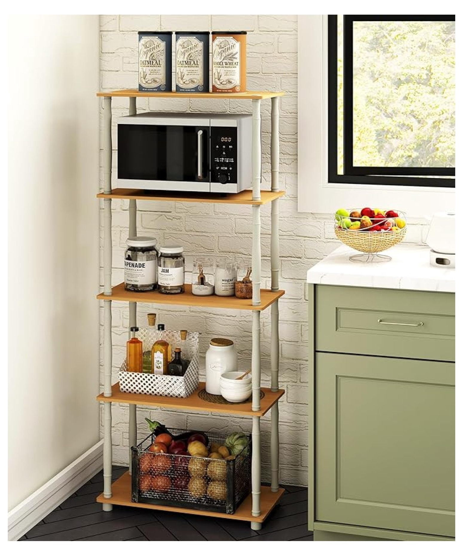 Kitchen Baker's Racks with Storage, 5-Tier Storage Shelves, Microwave ...