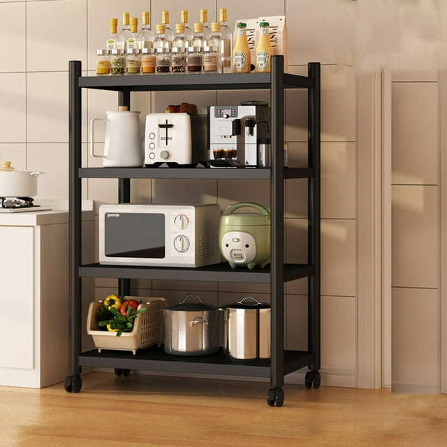 Walmart 4-Tier Kitchen Bakers Rack, Adjustable Metal Storage Shelves ...