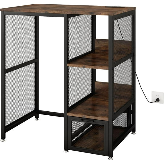 Kitchen Bakers Rack with Power Outlet Microwave Stand with Drawer Mini ...