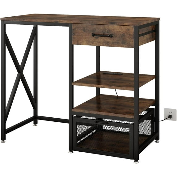 Kitchen Bakers Rack with Power Outlet Microwave Stand with Drawer Mini ...