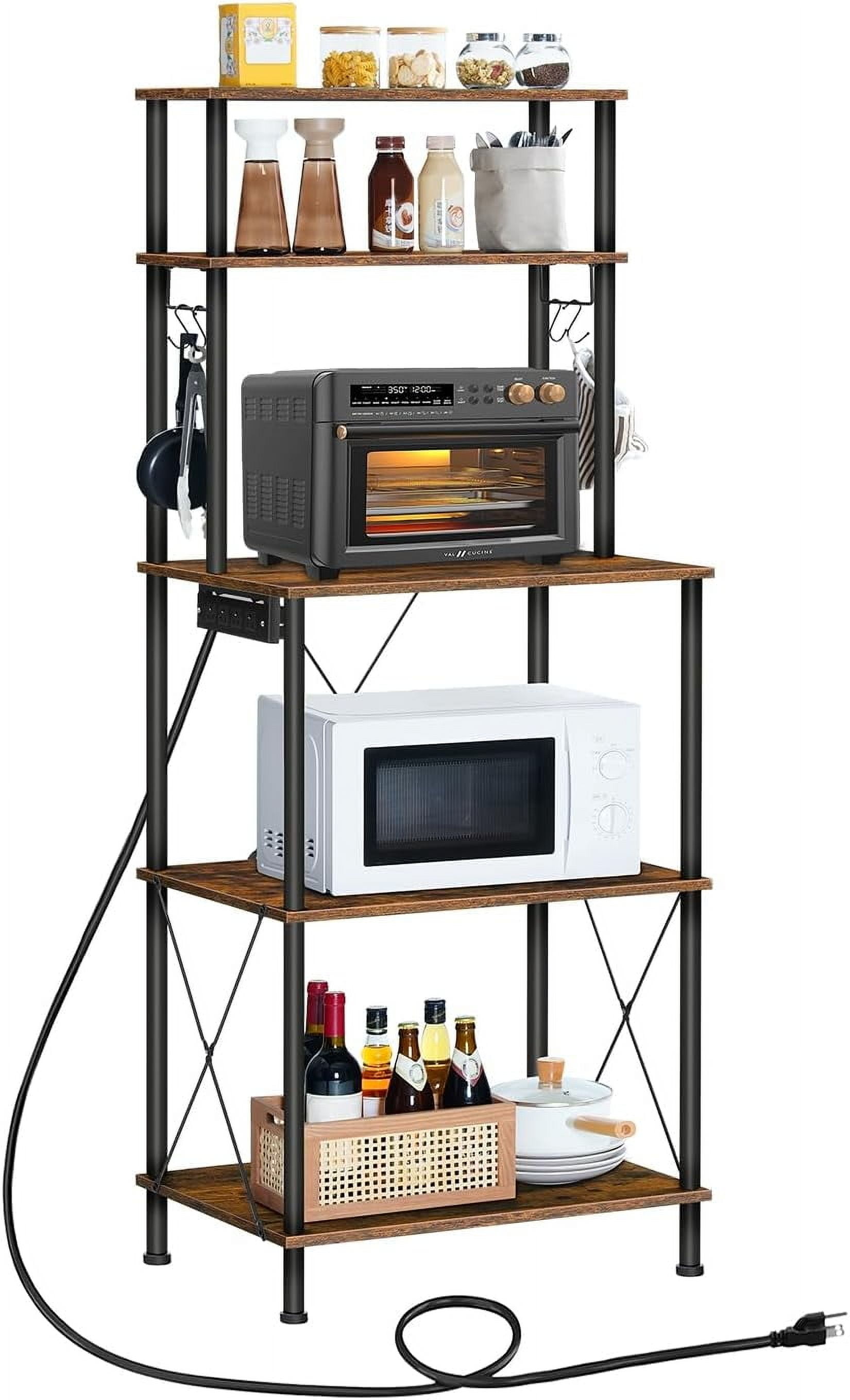 Kitchen Bakers Rack with Power Outlets, 5-Tier Microwave Stand, Coffee ...