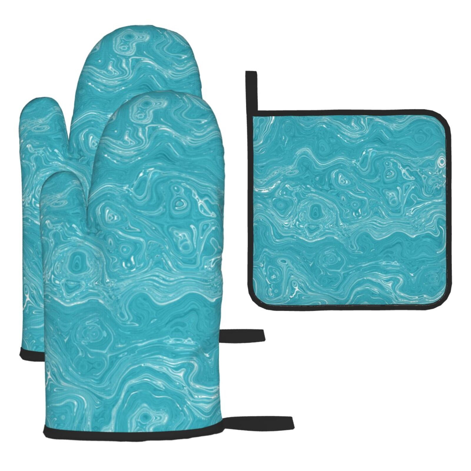 Kitchen Baking 3 Piece Set Microwave Heat Proof Hand Set Oven Mitts For ...
