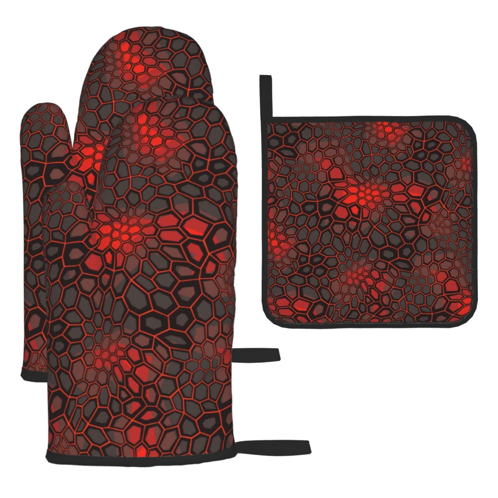 Kitchen Baking 3 Piece Set Microwave Heat Proof Hand Set Oven Mitts For ...