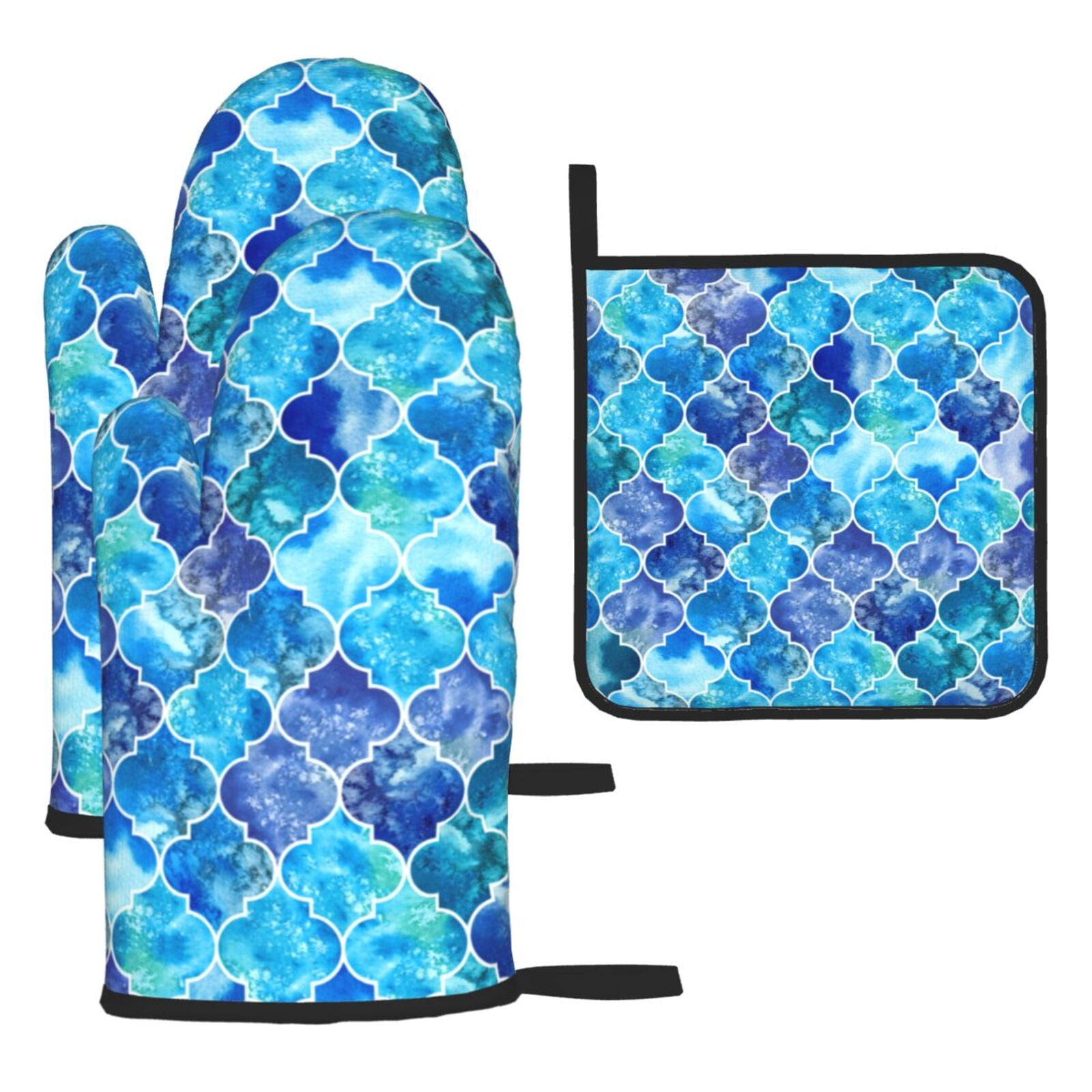 Kitchen Baking 3 Piece Set Microwave Heat Proof Hand Set Oven Mitts For ...