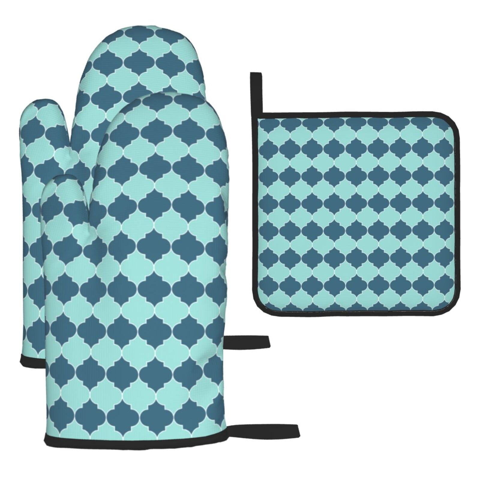 Kitchen Baking 3 Piece Set Microwave Heat Proof Hand Set Oven Mitts For ...