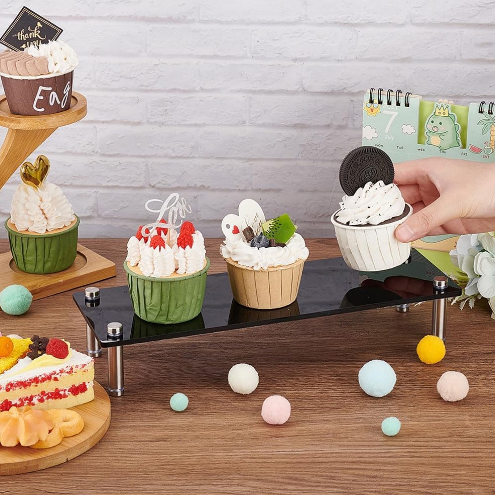 Kitchen Baking Trays Acrylic Dessert Stand Display 3 Tier Cupcake Tower ...