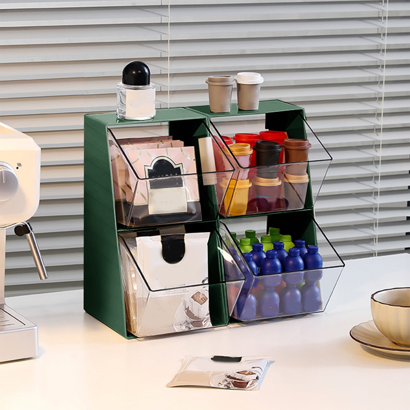 Kitchen Bar Organiser, Tea Capsule/Coffee/Office Goodies Storage, Clear ...