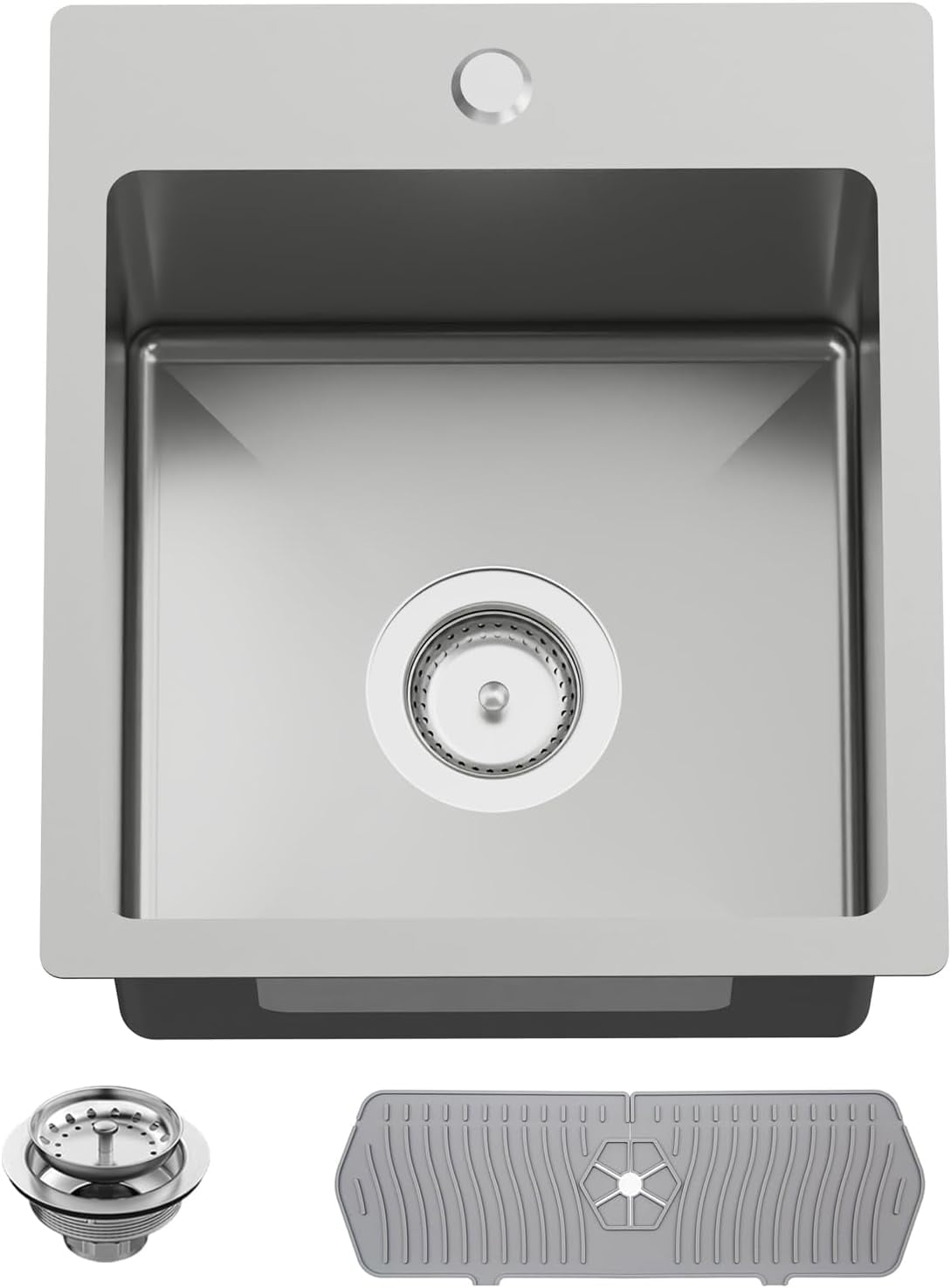 Kitchen And Bar Sink, 15x17 Inch Stainless Drop In Kitchen Sink Modern ...