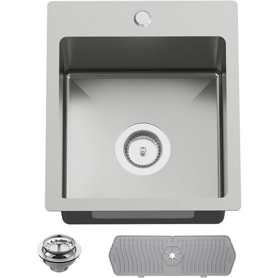 Kitchen And Bar Sink, 15x17 Inch Stainless Drop In Kitchen Sink Modern ...