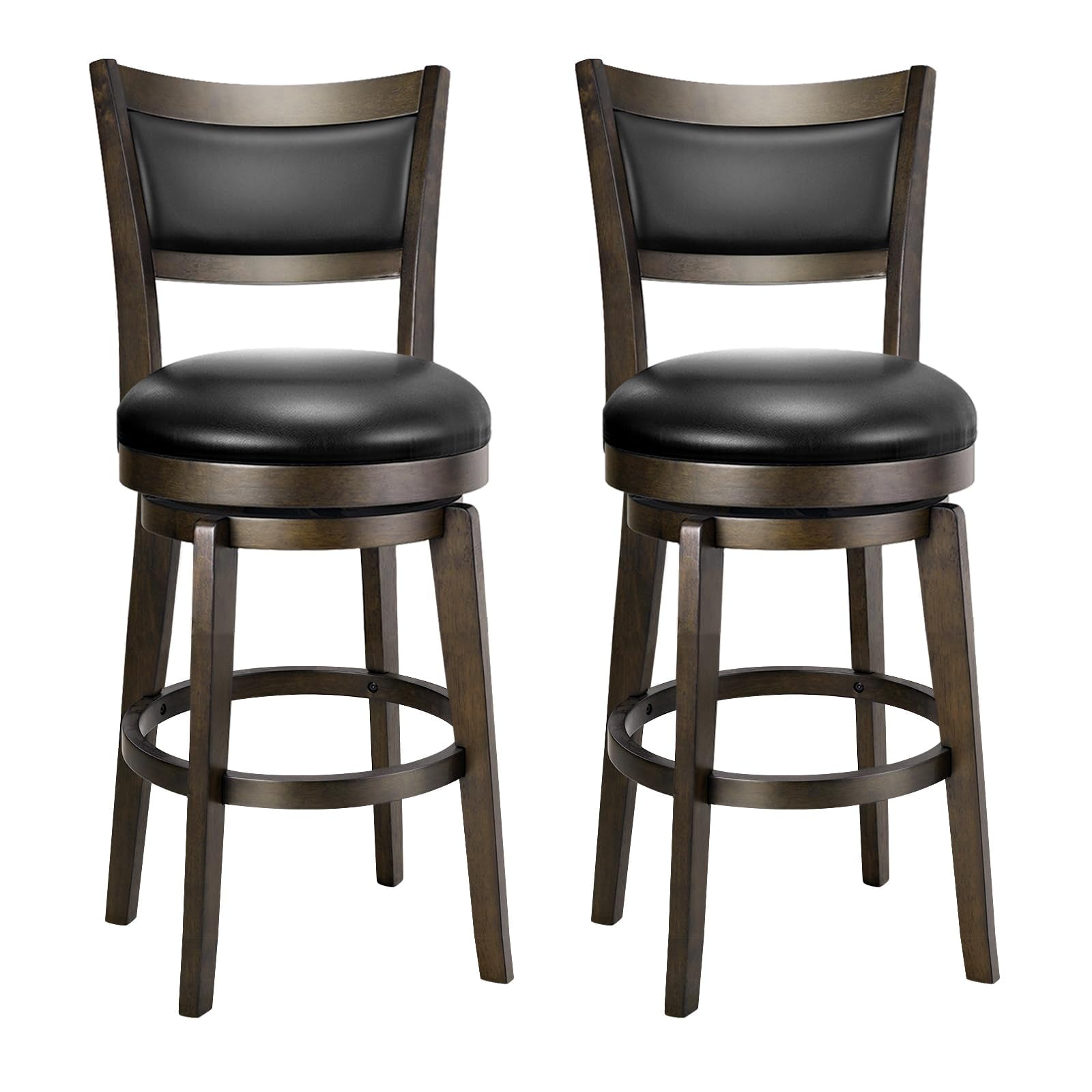 Kitchen Bar Stools Set of 2, 24 Inch Swivel Seat with High Backrest ...