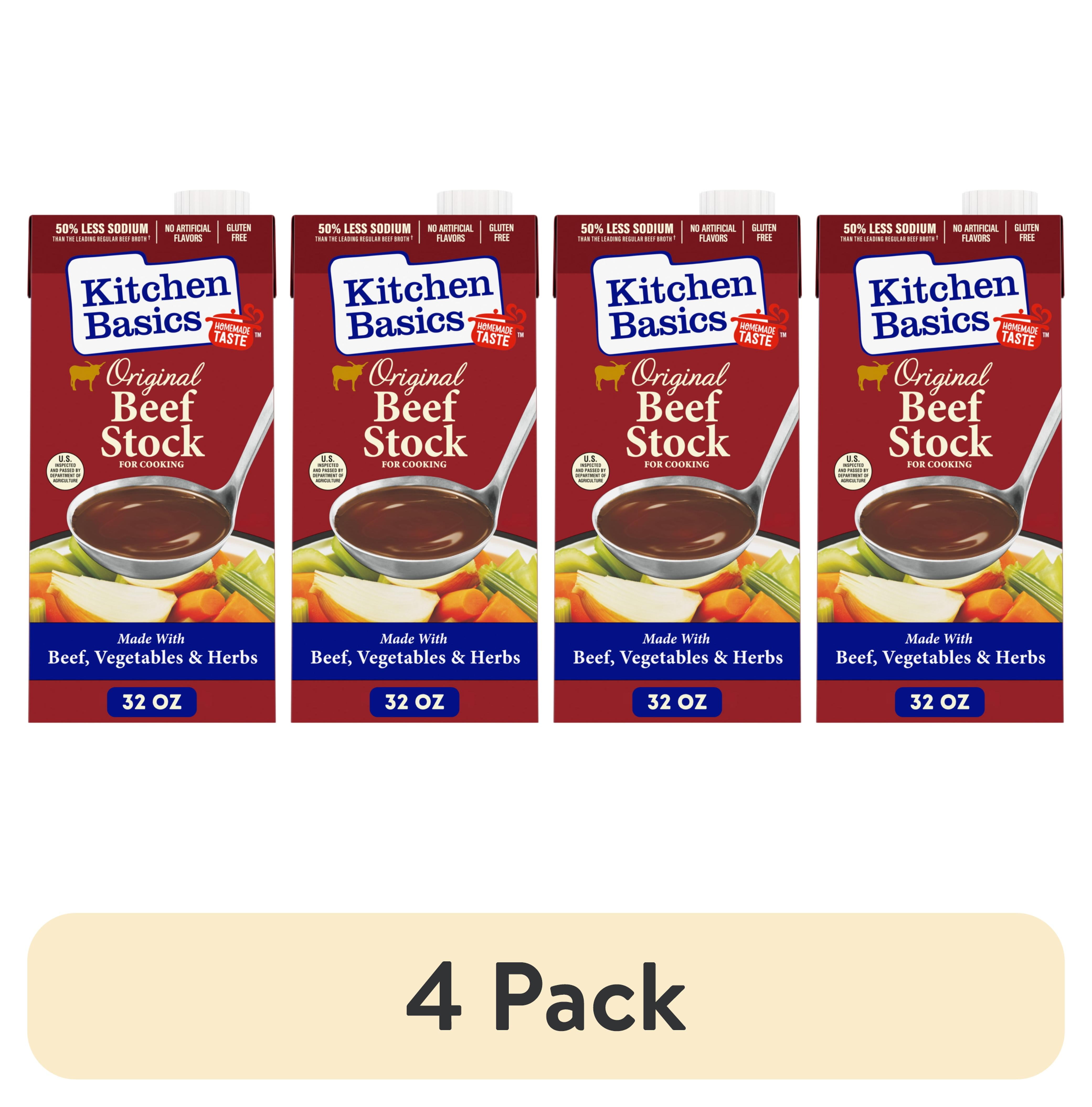 (4 pack) Kitchen Basics Original Beef Stock, 32 oz Carton - Walmart.com