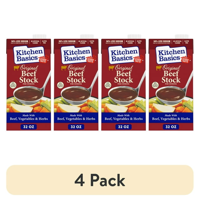 (4 pack) Kitchen Basics Original Beef Stock, 32 oz Carton - Walmart.com