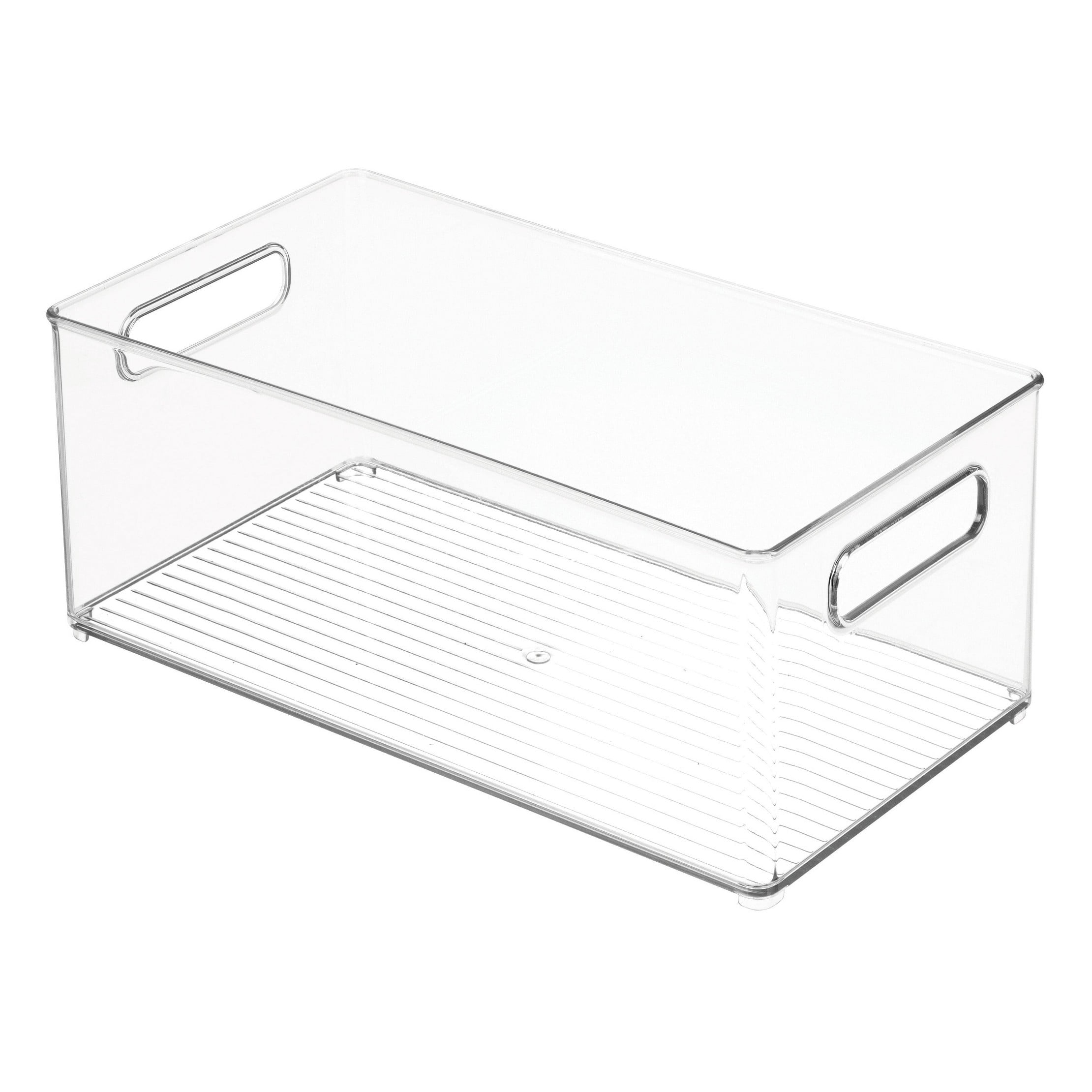 Kitchen Binz Plastic Deep Stackable Organizer with Handle: Clear Kitchen Cabinet Storage, 14.5 ...