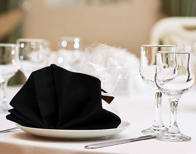 Kitchen Black Cloth Napkins (12 Pack, 20x20) Inch Cotton Blend Washable ...