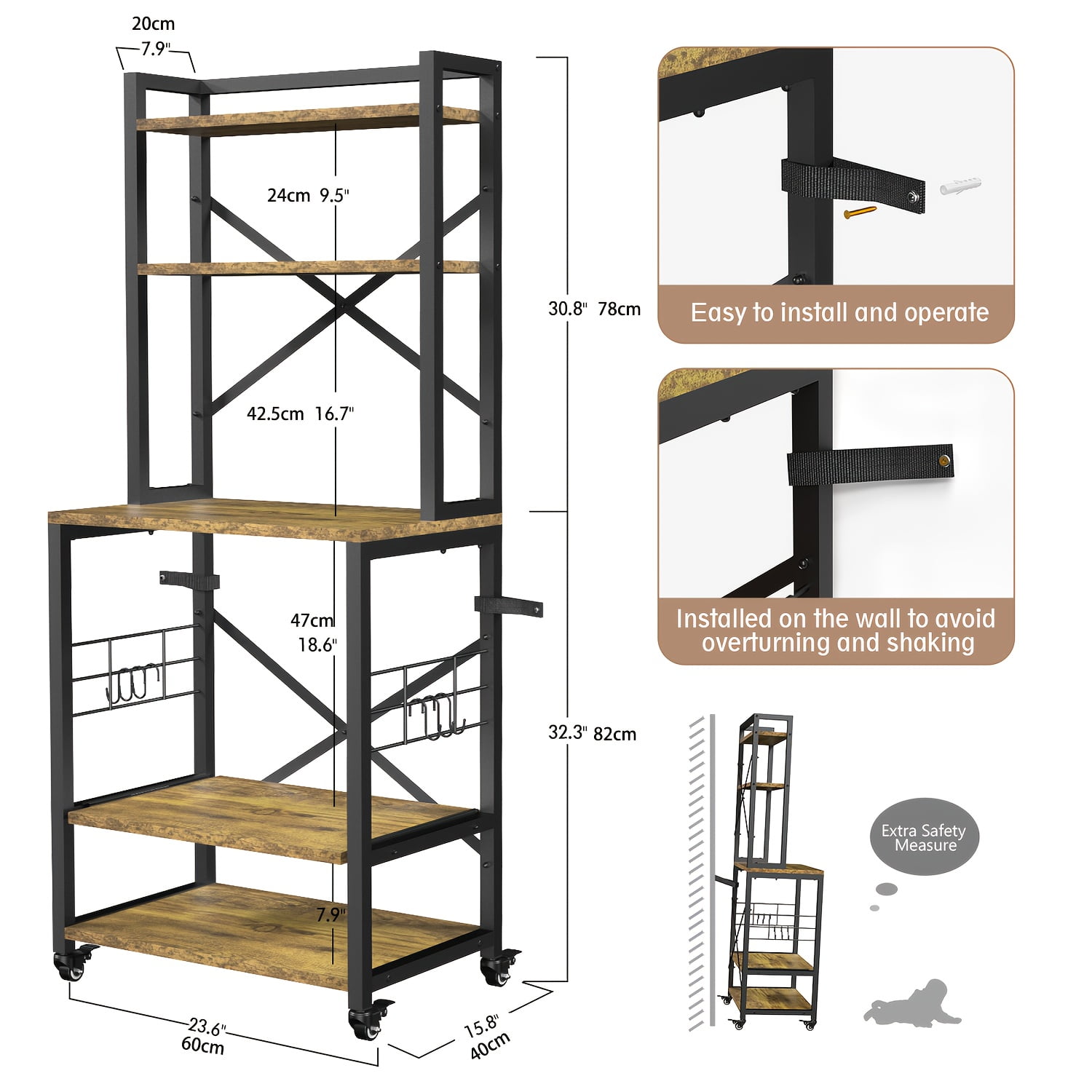 Kitchen Bread Rack with Storage Rack, 5 Tier Coffee Bar, Kitchen ...