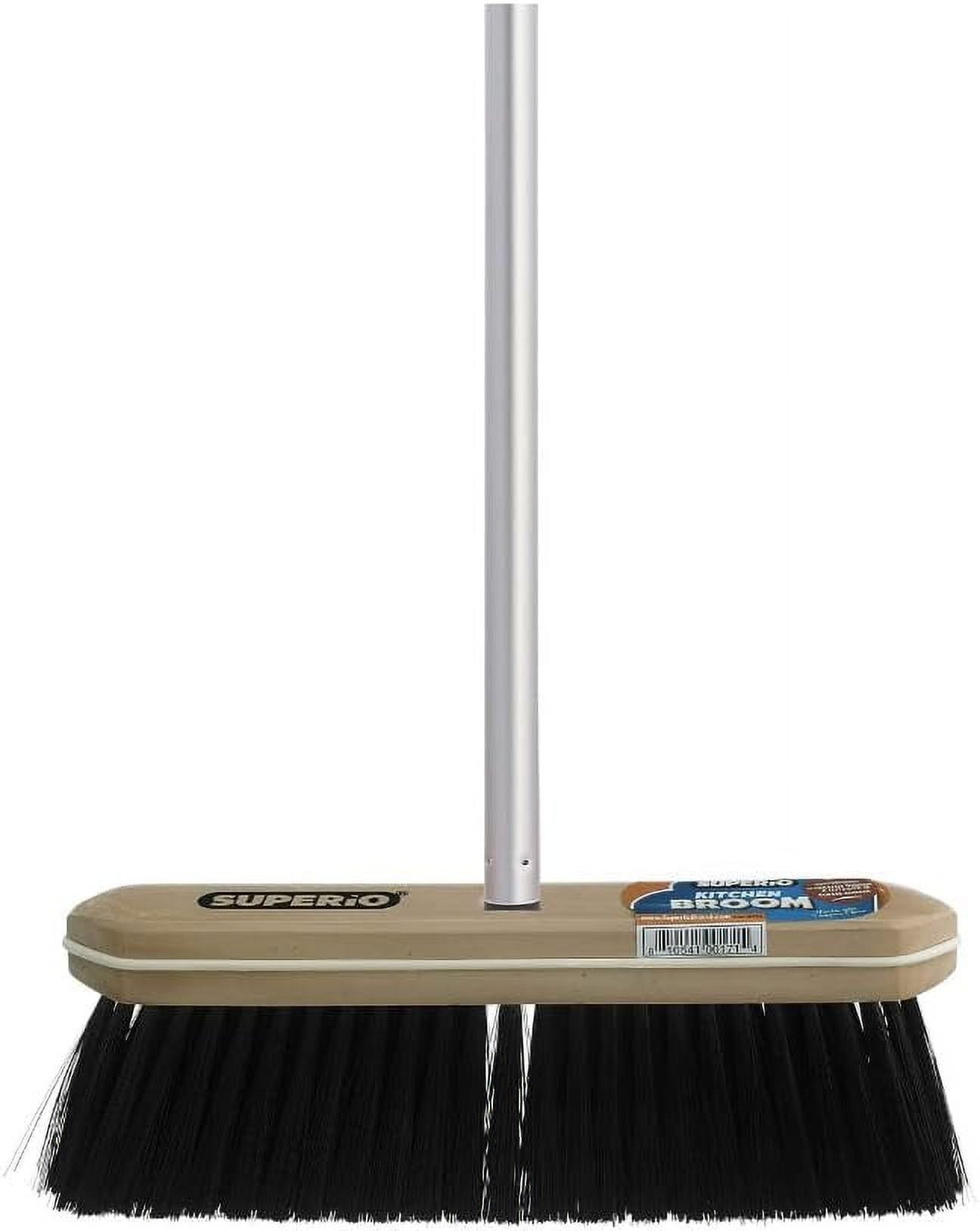 Kitchen Broom Premium Black Tampico Bristles, with Grey Metal Handle ...