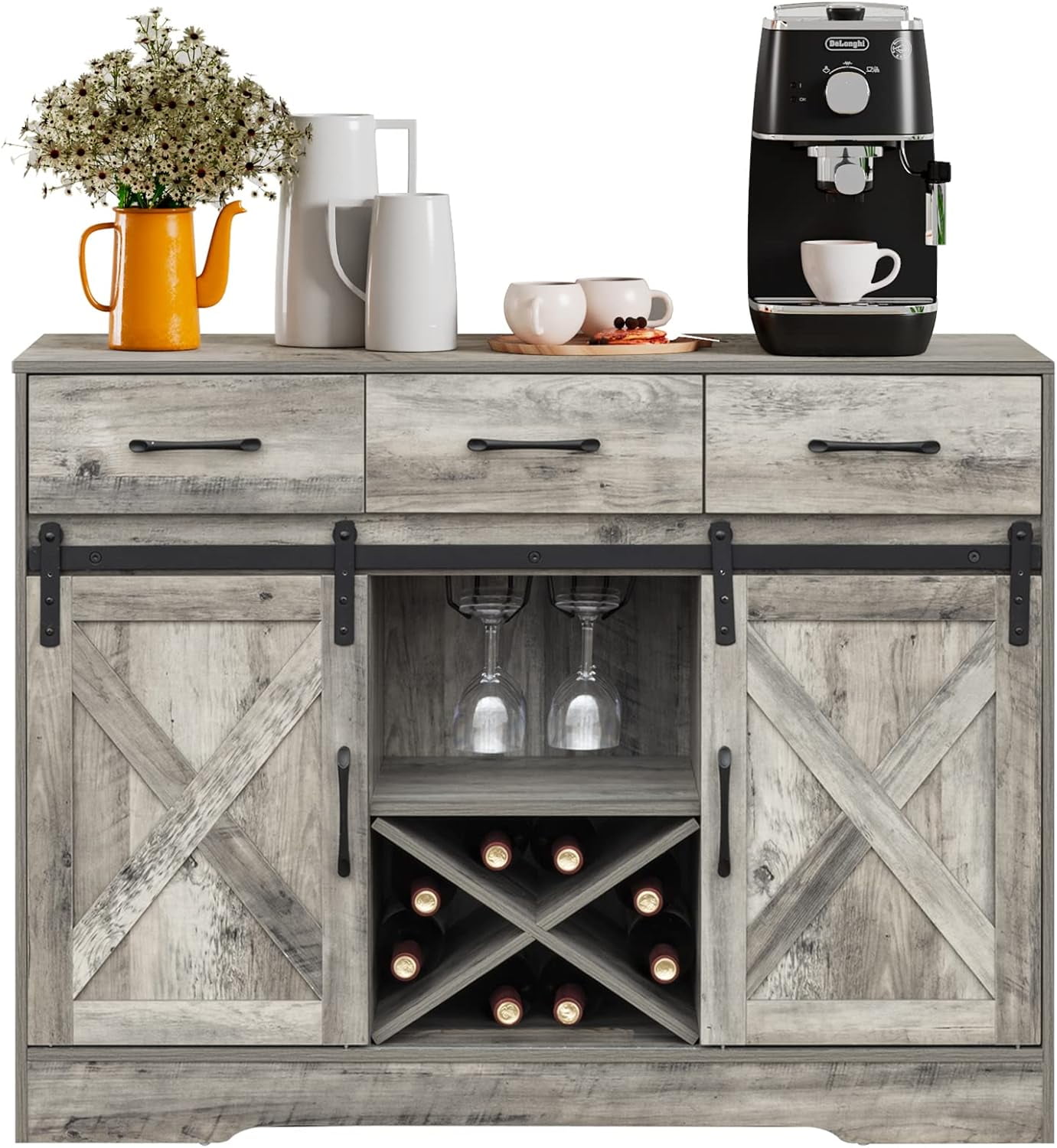 Kitchen Buffet Sideboard,Wine Cabinet,Coffee Bar Table,Farmhouse Liquor ...