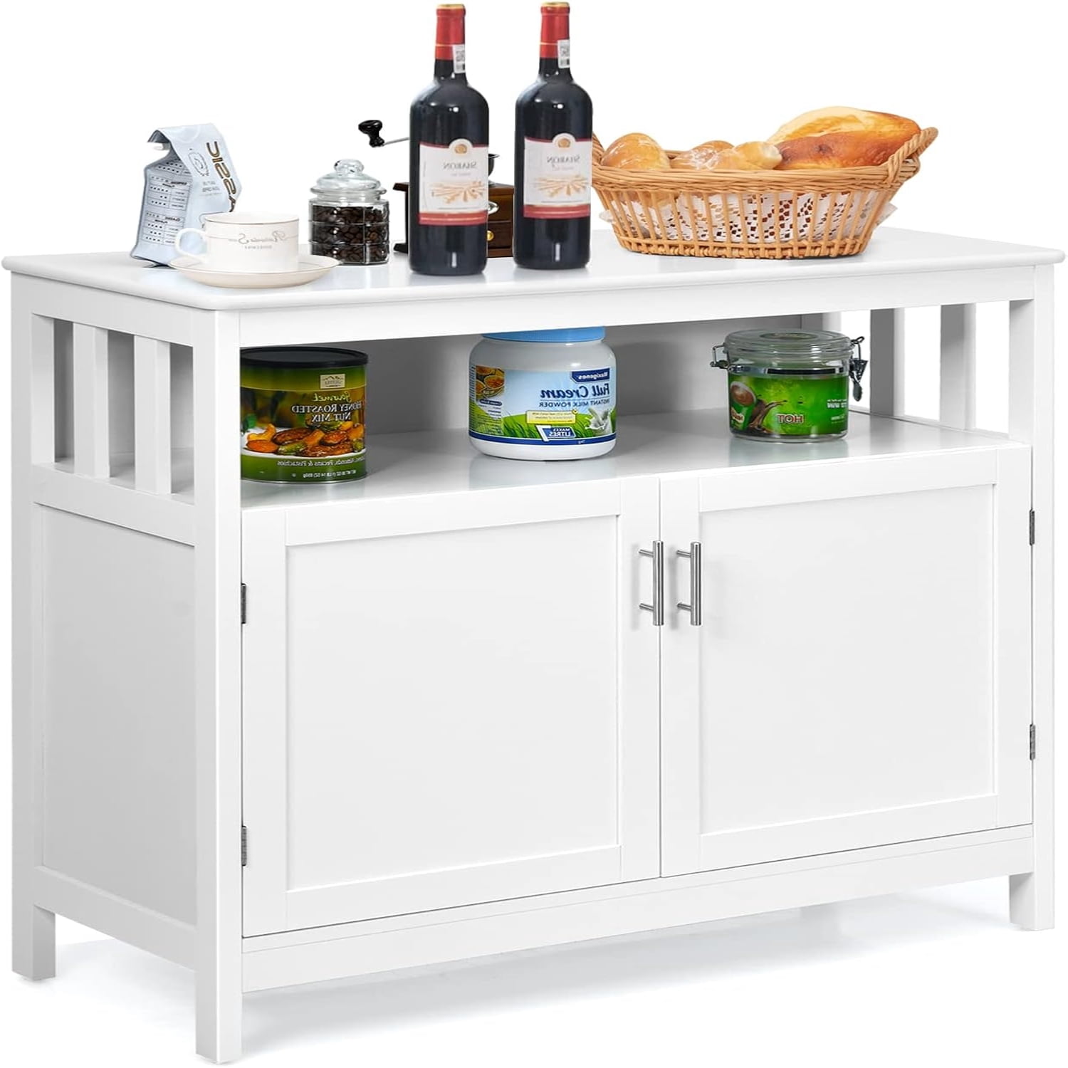 Kitchen Buffet with Storage Wooden Sideboard Storage Cupboard w/5 ...