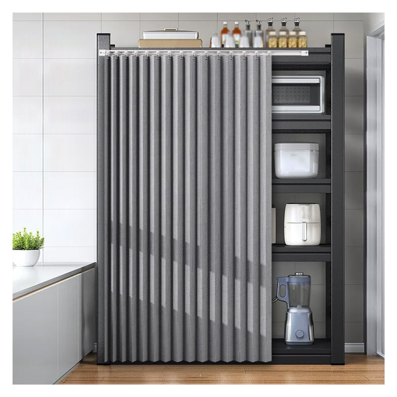 Kitchen Cabinet Curtains, Bookcase Dustproof Curtain,Dust-Proof Under Sink Curtains,Shelf Dust ...