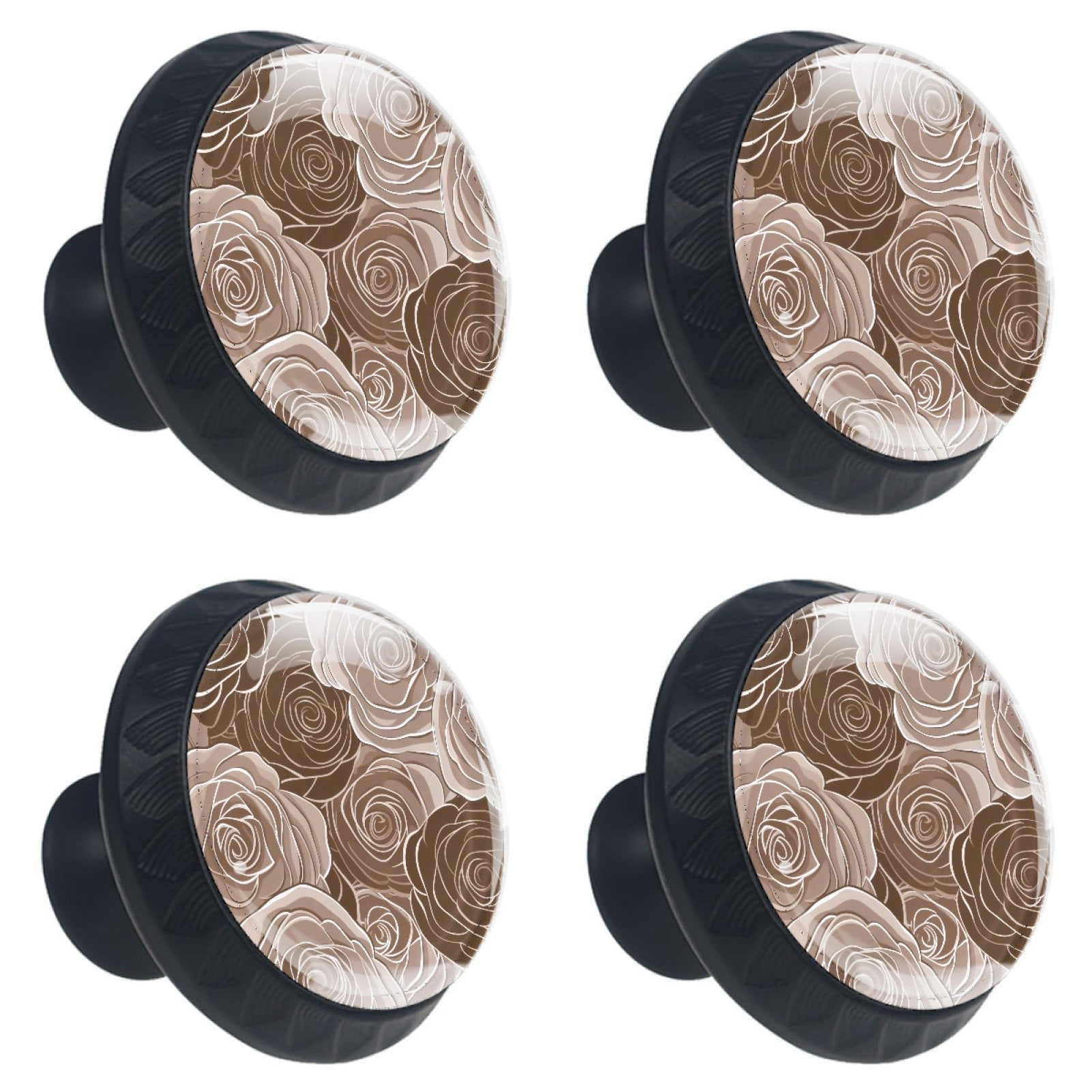 Kitchen Cabinet Drawer Pulls and Knobs,Rose Flowers Brown Furniture ...