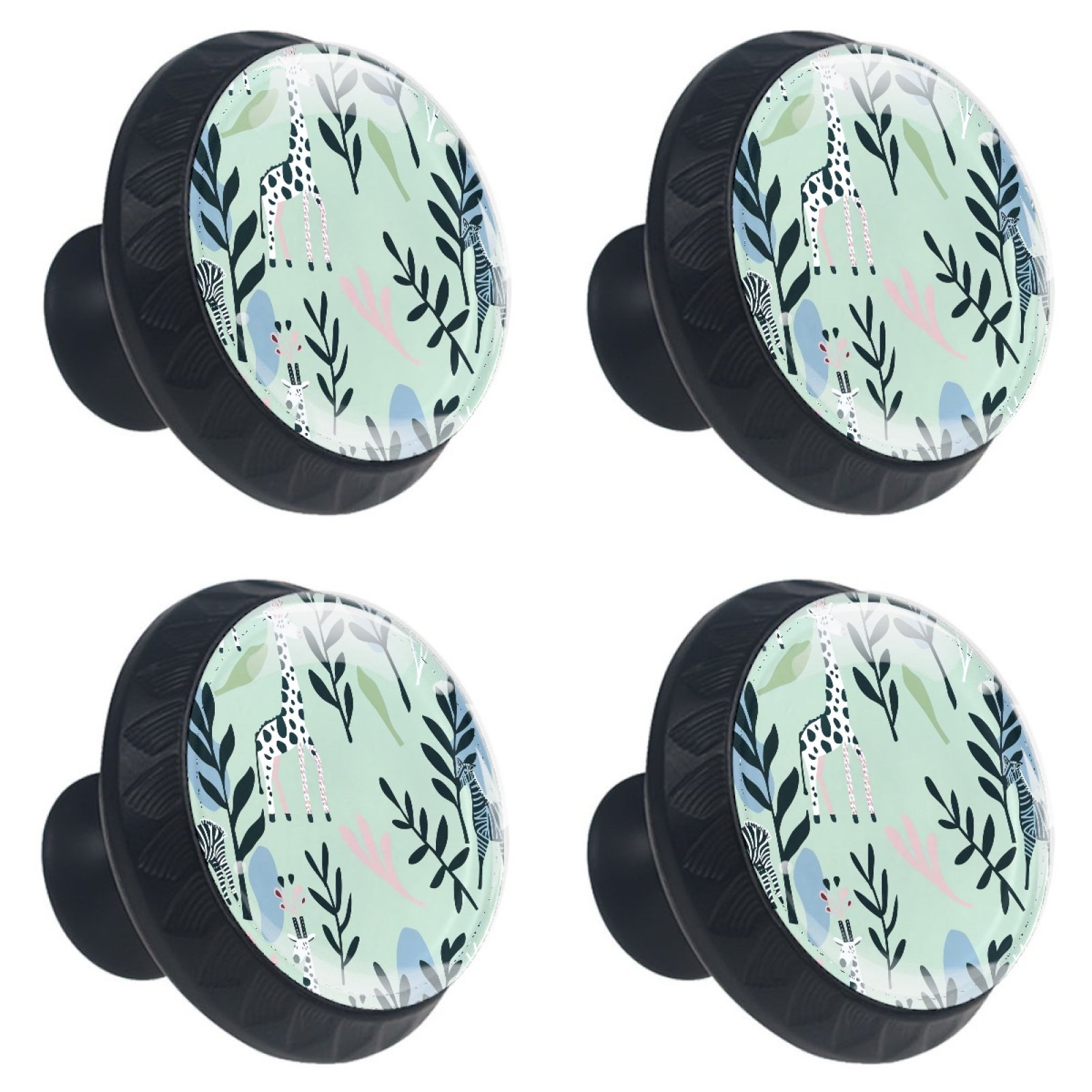 Kitchen Cabinet Drawer Pulls and Knobs,Tropical Tree Cartoon Giraffe ...