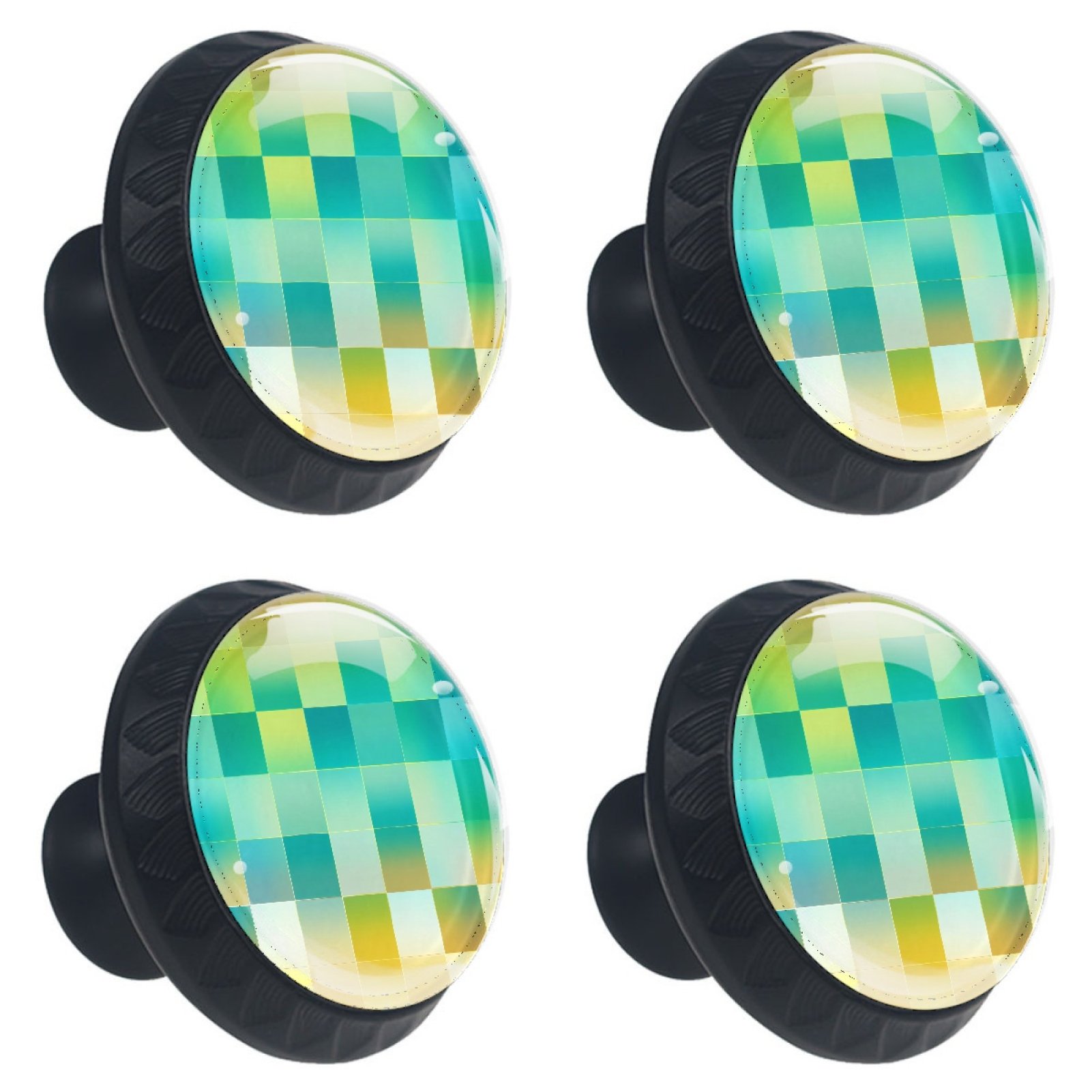 Kitchen Cabinet Drawer Pulls and Knobs,Yellow Green Geometry Furniture Handles Hardware for ...