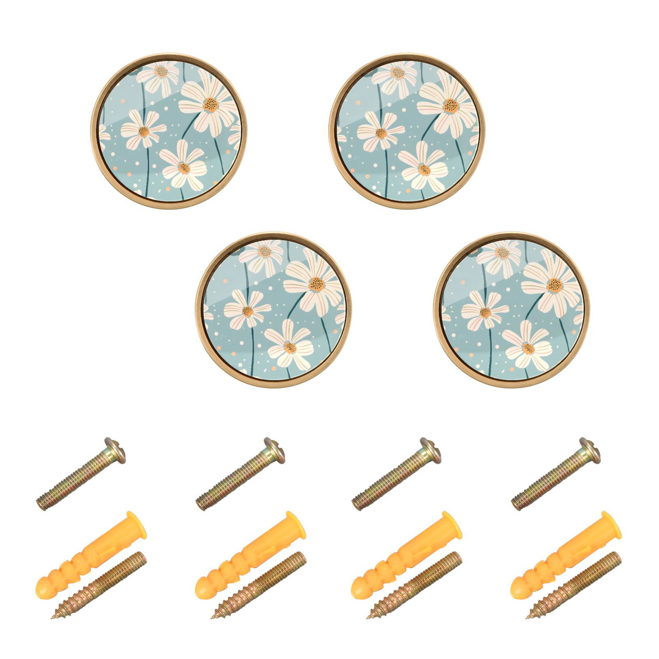 Kitchen Cabinet Knobs Daisy Chrysanthemum Flower Cabinet Handles Zinc 1 ...