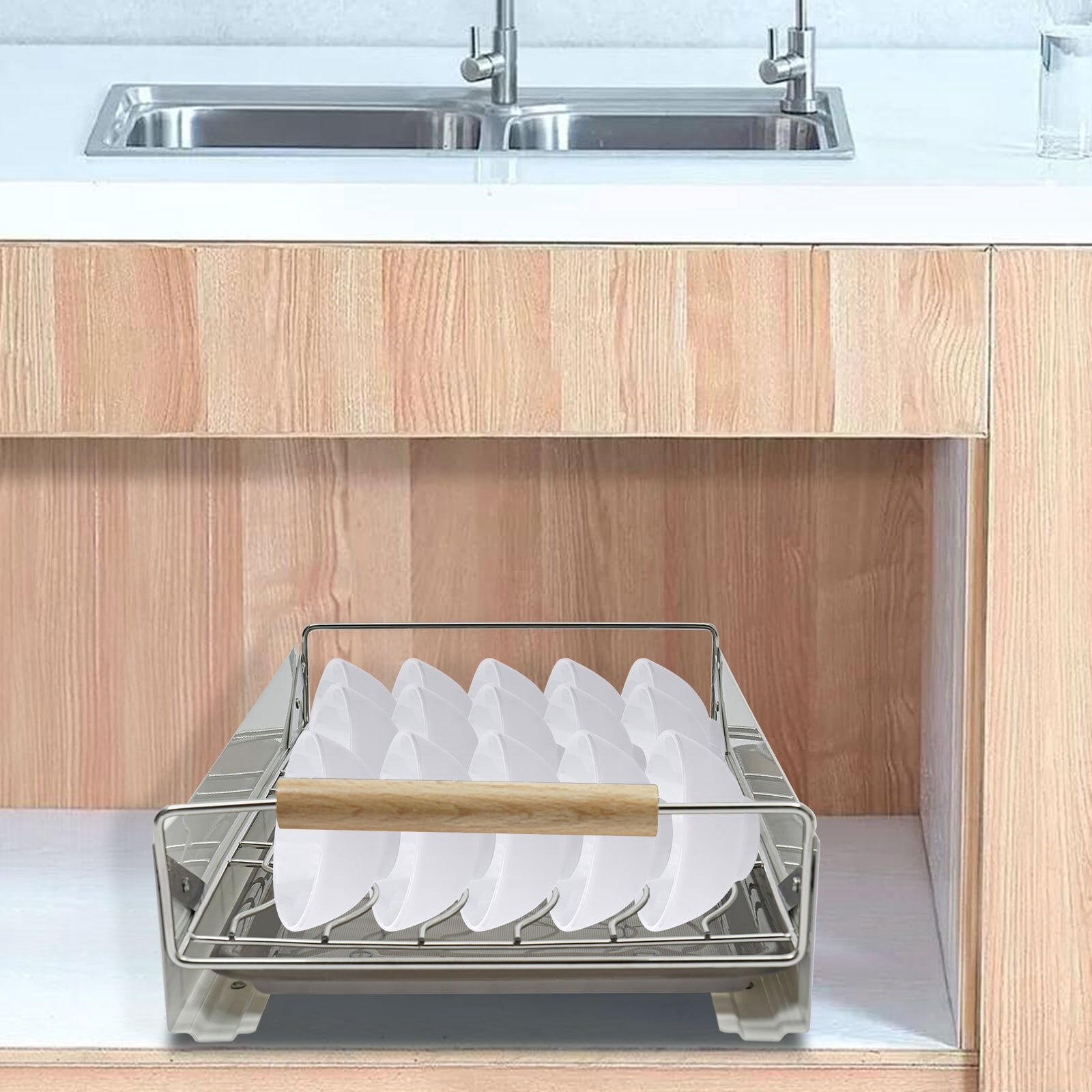 Kitchen Cabinet Organizer Pull Out Drawer Bottom-Mounted Slide Out ...