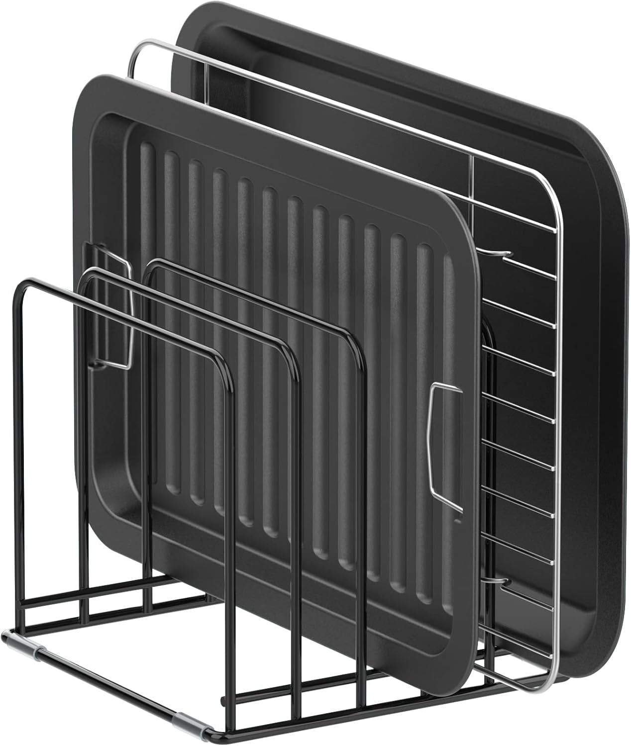 Kitchen Cabinet Organizer, Steel Cookware Holder, Divided Holder with 5 ...
