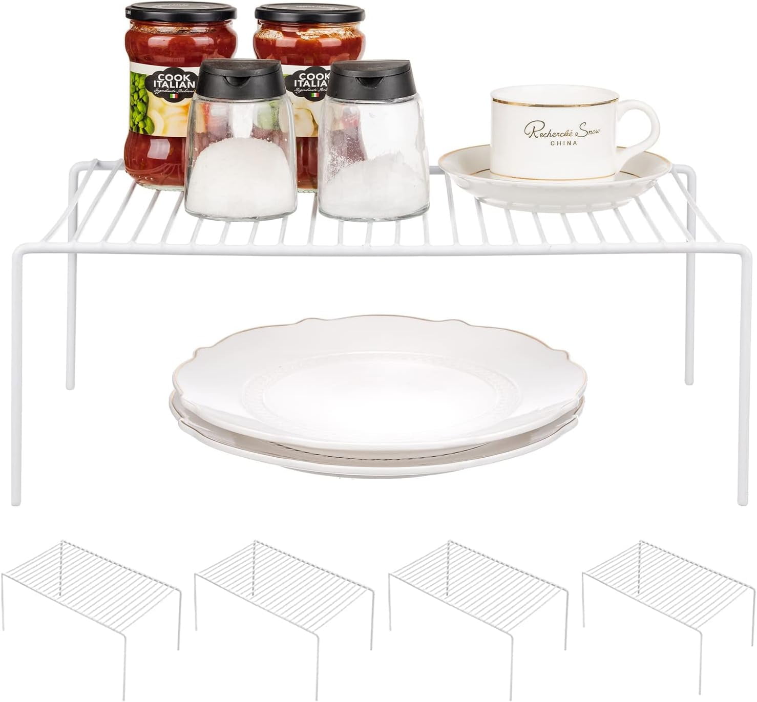 Kitchen Cabinet Shelf Organizer Set of 5, Large (15.7 X 9.4 Inch) Metal ...