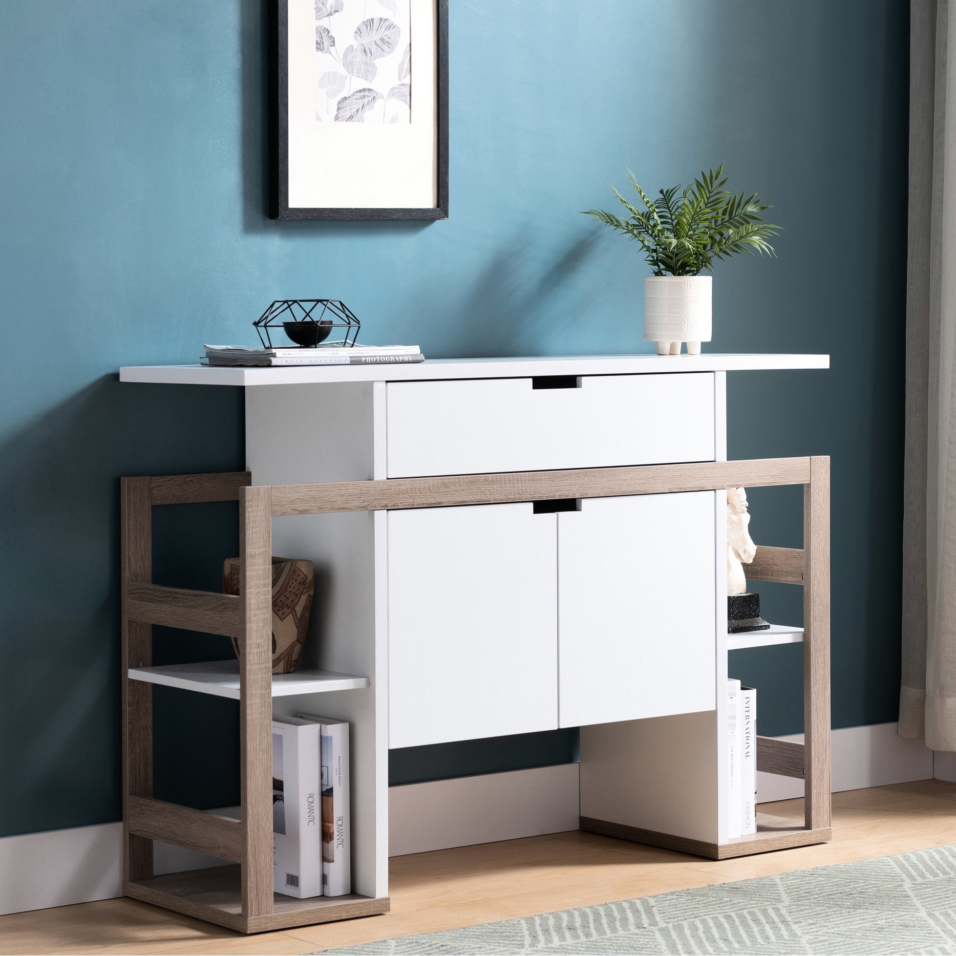 Kitchen Cabinet for Buffet | Metal Glide Drawer, Hidden Storage & Open ...
