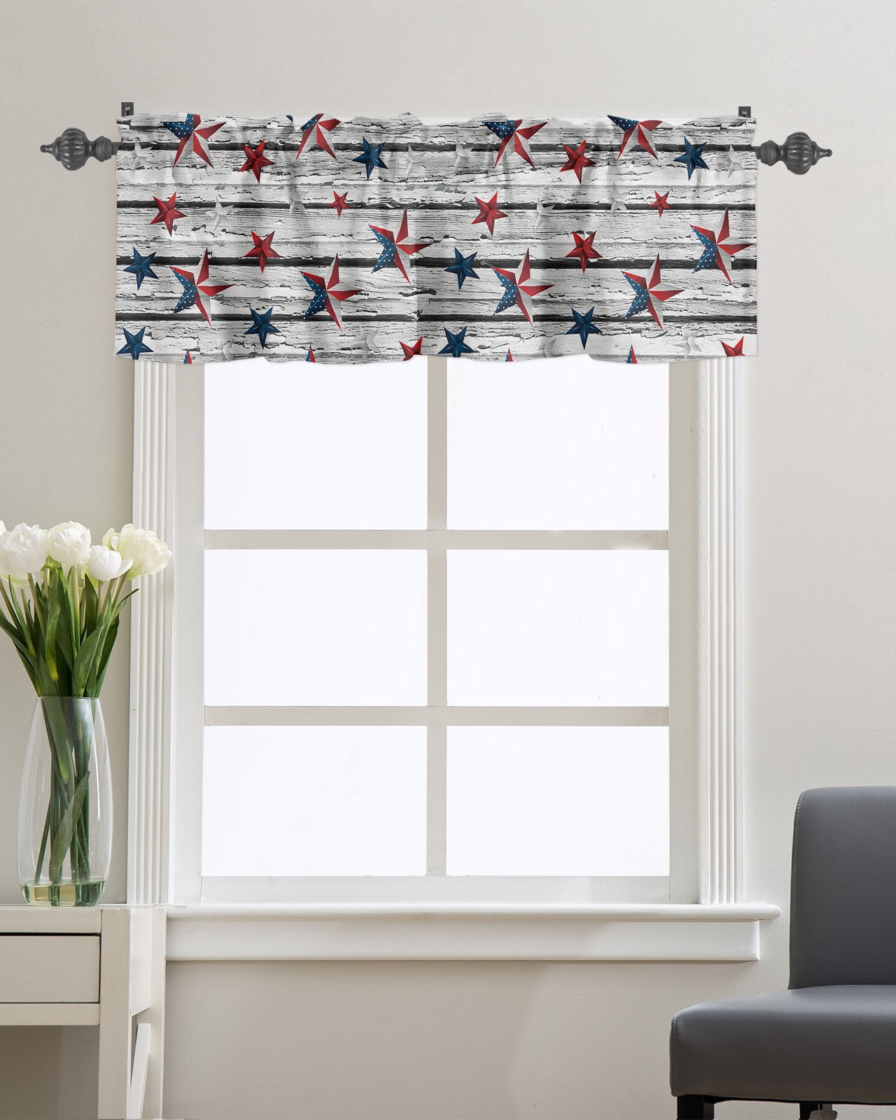 Kitchen Cafe Valance Curtain for Small Windows,4th of July Liberty ...