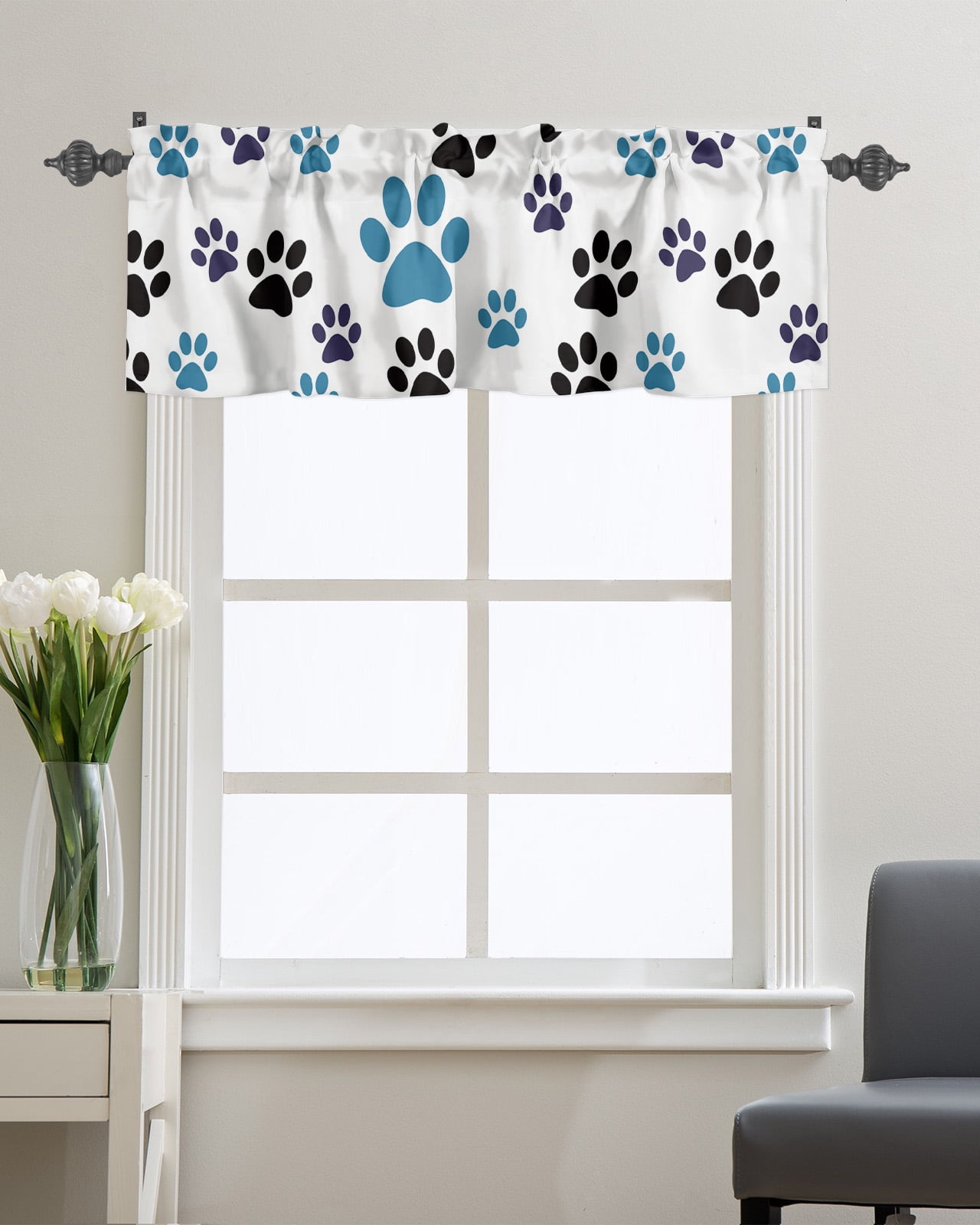 Kitchen Cafe Valance Curtain for Small Windows,Animal Puppy Dog ...