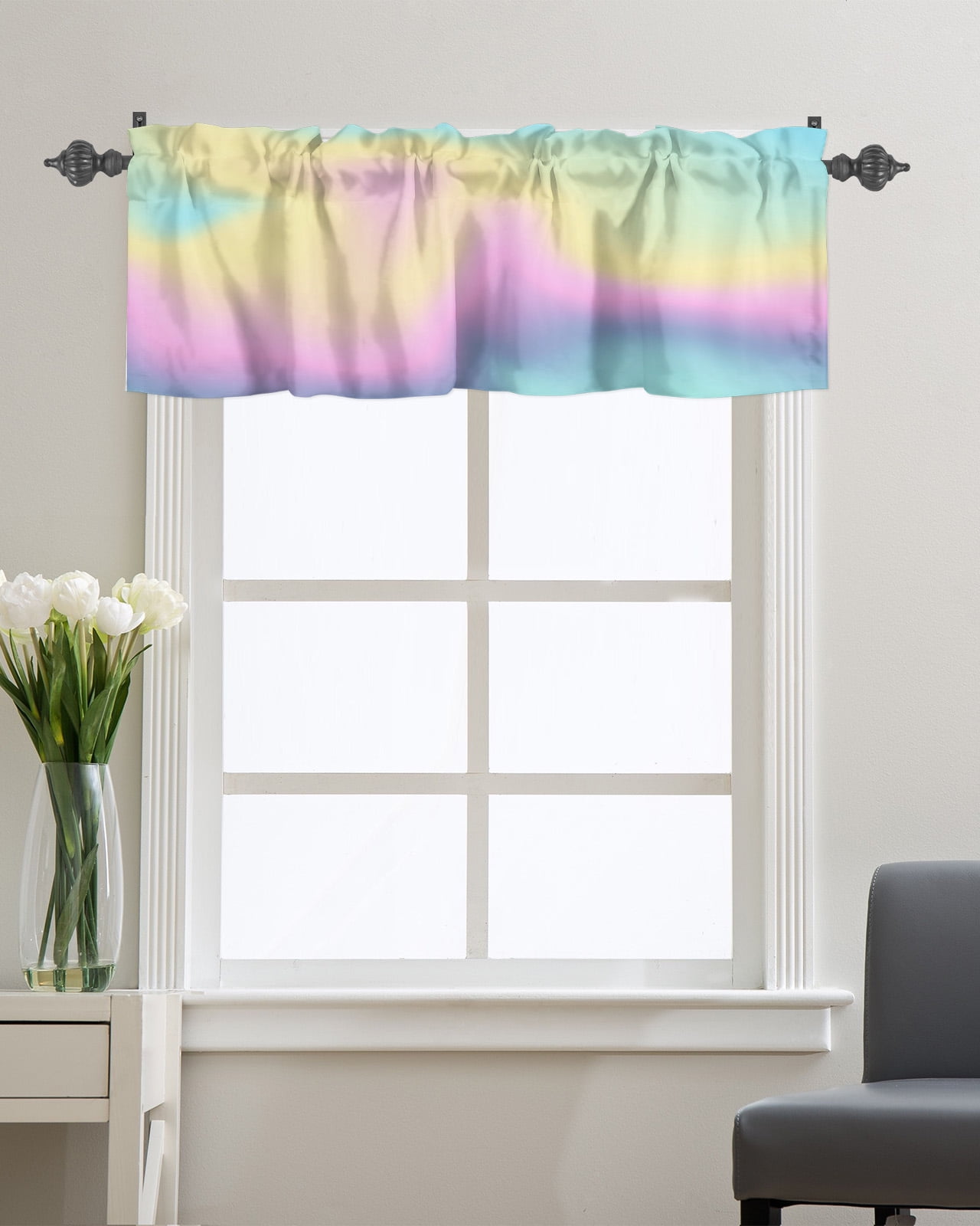 Kitchen Cafe Valance Curtain for Small Windows,Colorful Abstract ...