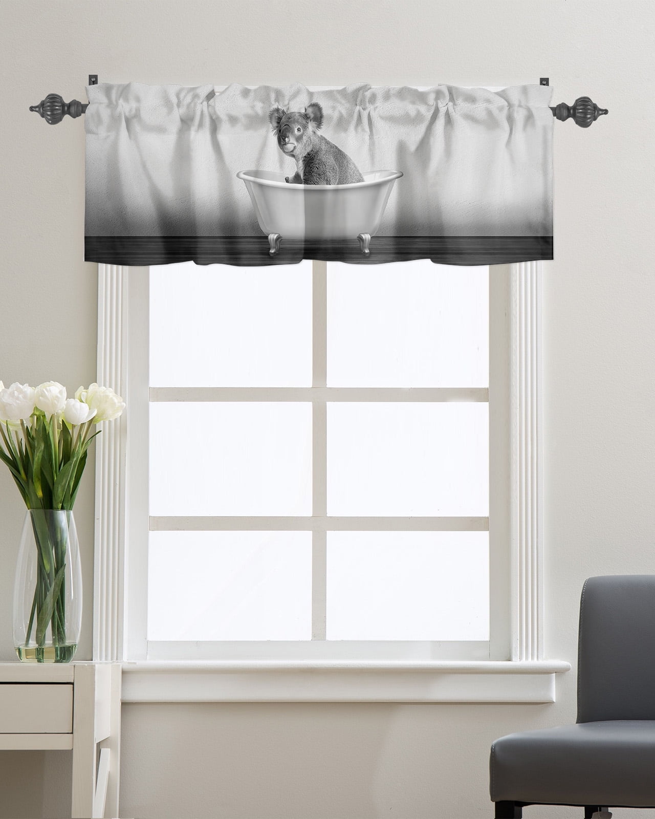 Kitchen Cafe Valance Curtain for Small Windows,Cute Animal Australian ...