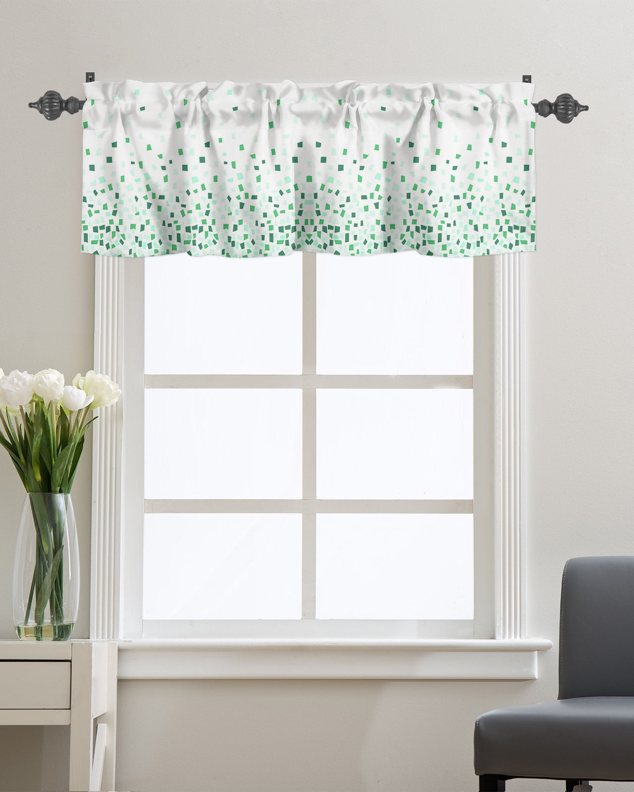 Kitchen Cafe Valance Curtain for Small Windows,Emerald Green Gradient ...