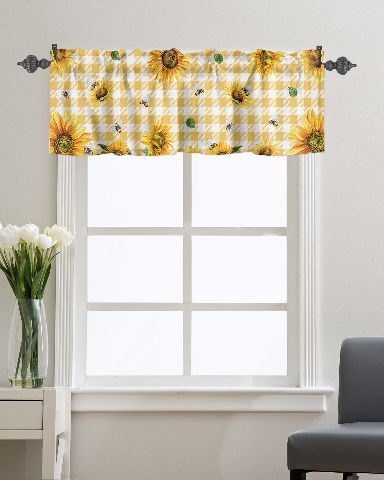 Kitchen Cafe Valance Curtain for Small Windows,Farm Honey Bee with ...