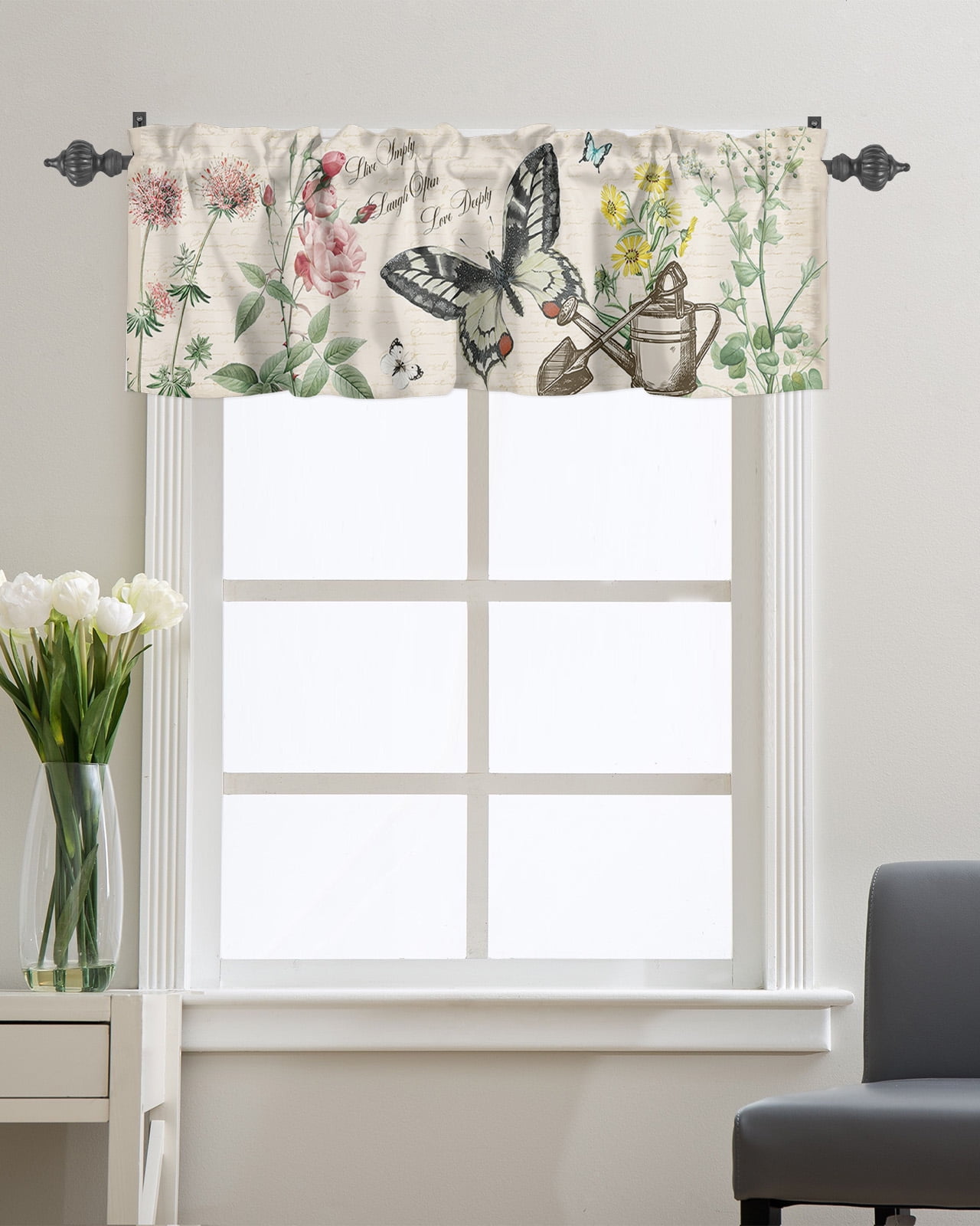 Kitchen Cafe Valance Curtain for Small Windows,French Country Garden ...