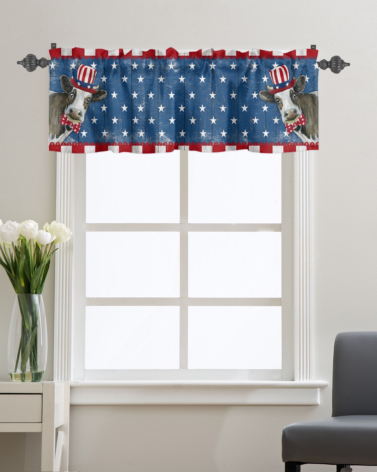 Kitchen Cafe Valance Curtain for Small Windows,Independence Day ...