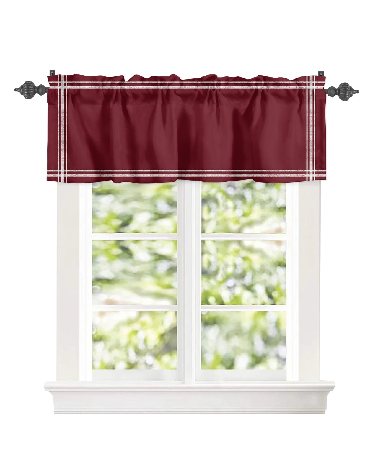 Kitchen Cafe Valance Curtain for Small Windows,Minimalist Art Burgundy ...